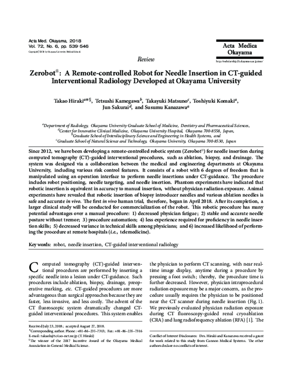 (PDF) Zerobot®: A Remote-controlled Robot for Needle Insertion in CT ...