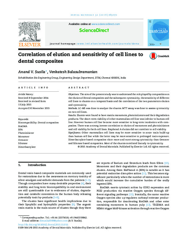 (PDF) Correlation of elution and sensitivity of cell lines to dental ...