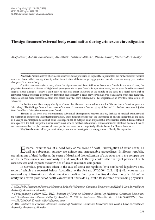 (PDF) The significance of external body examination during crime scene ...
