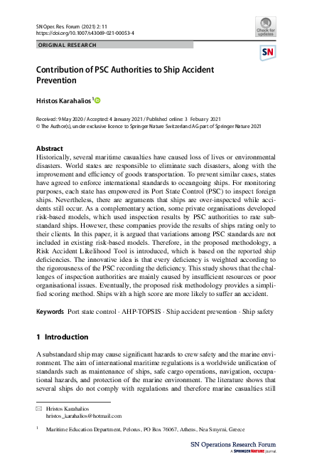(PDF) Contribution of PSC Authorities to Ship Accident Prevention