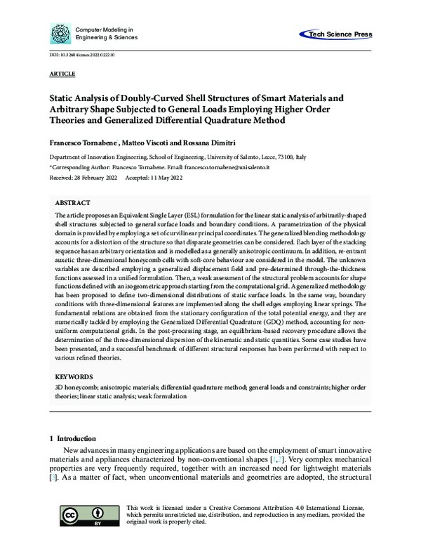 (PDF) Static Analysis of Doubly-Curved Shell Structures of Smart Materials and Arbitrary Shape ...