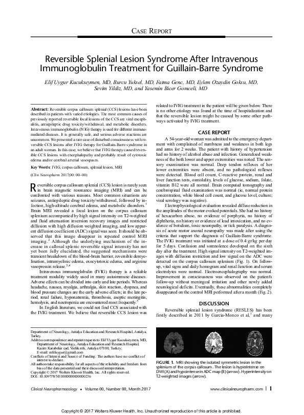 (PDF) Reversible Splenial Lesion Syndrome After Intravenous ...