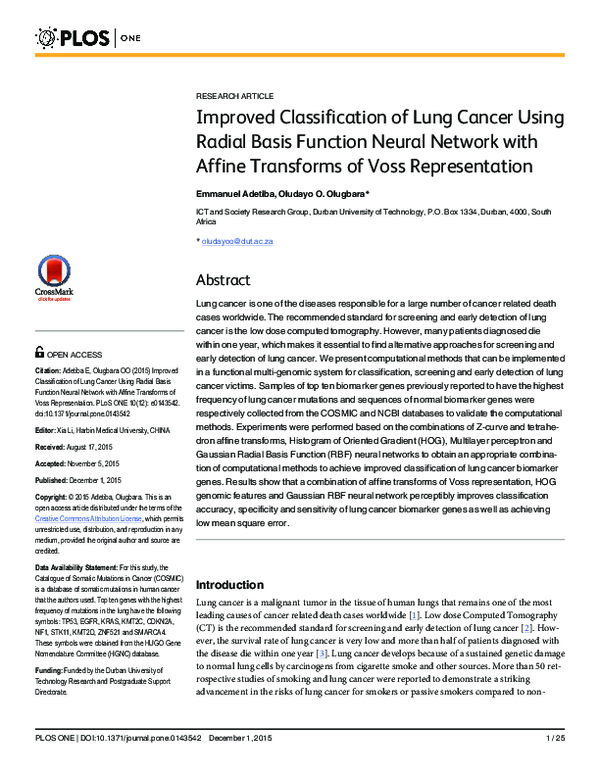 (PDF) Improved Classification of Lung Cancer Using Radial Basis Function Neural Network with ...
