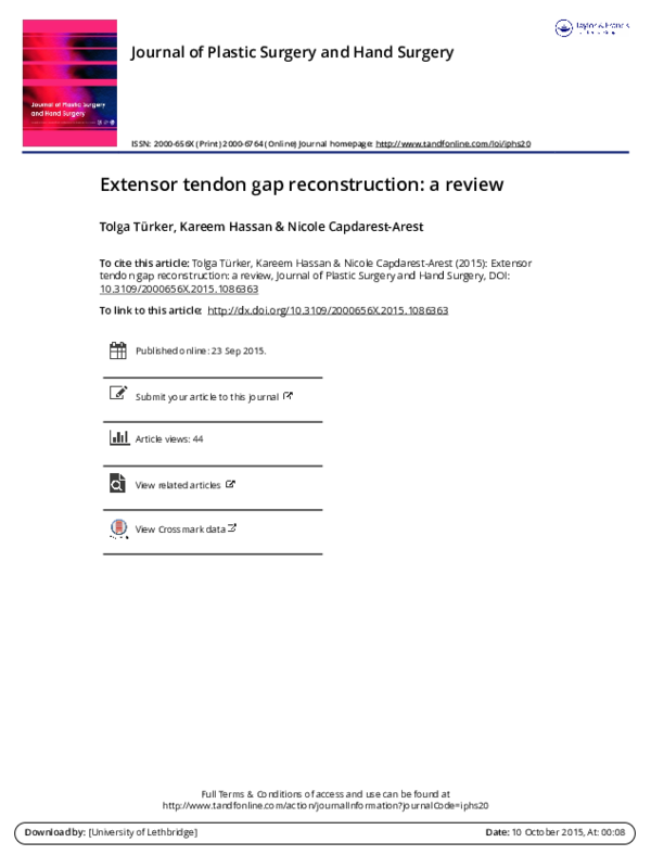 (PDF) Extensor tendon gap reconstruction: a review