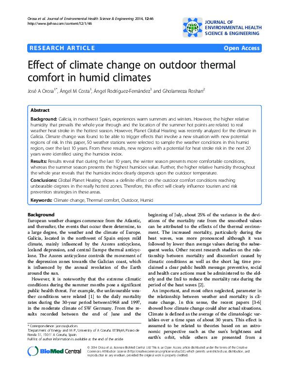 (PDF) Effect of climate change on outdoor thermal comfort in humid climates
