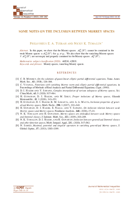 (PDF) Some notes on the inclusion between Morrey spaces