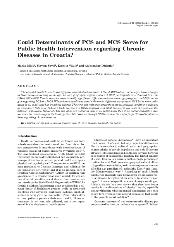 (PDF) Could determinants of PCS and MCS serve for public health ...