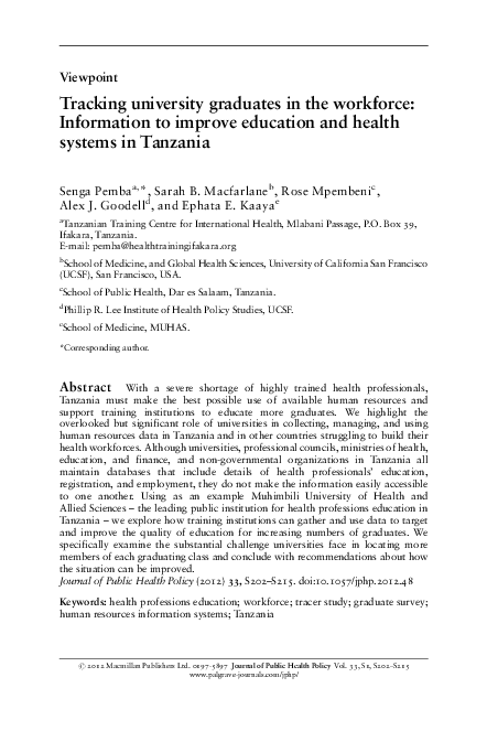 (PDF) Tracking university graduates in the workforce: Information to ...