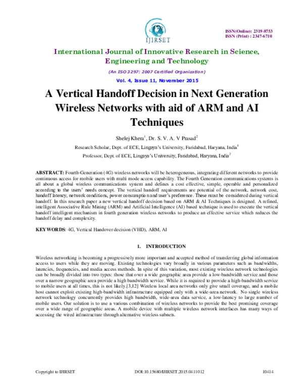 (PDF) A Vertical Handoff Decision in Next Generation Wireless Networks ...
