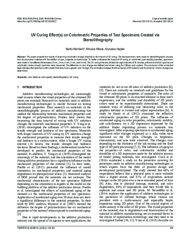 (PDF) UV Curing Effect(s) on Colorimetric Properties of Test Specimens ...
