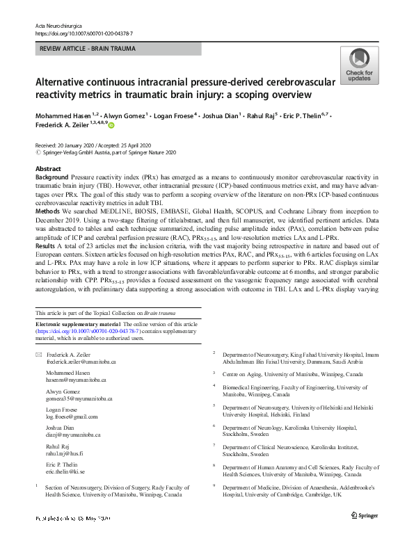 (PDF) Alternative continuous intracranial pressure-derived ...