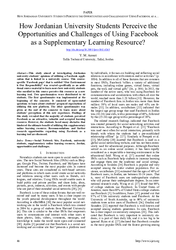 (PDF) How Jordanian University Students Perceive the Opportunities and ...