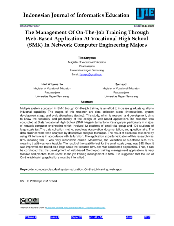 (PDF) The management of On-the-job training through web-based ...