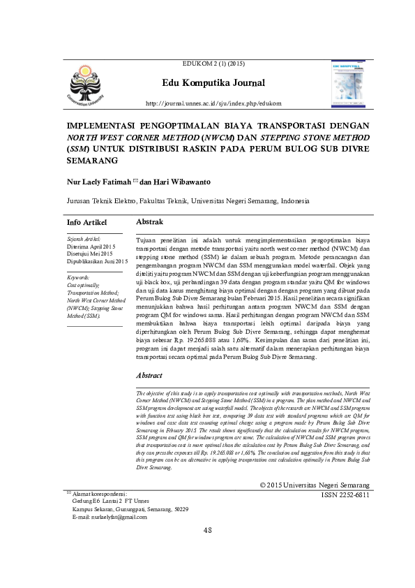 (PDF) Edu Komputika Journal IMPLEMENTASI PENGOPTIMALAN BIAYA ...