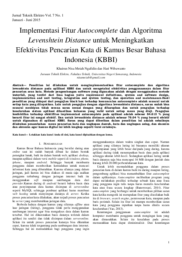 (PDF) Implementasi Fitur Autocomplete dan Algoritma Levenshtein ...