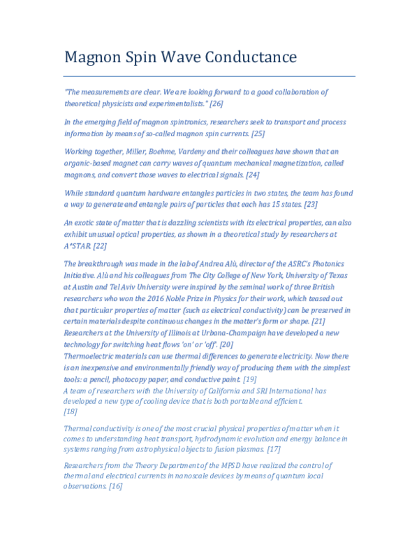 (PDF) Magnon Spin Wave Conductance