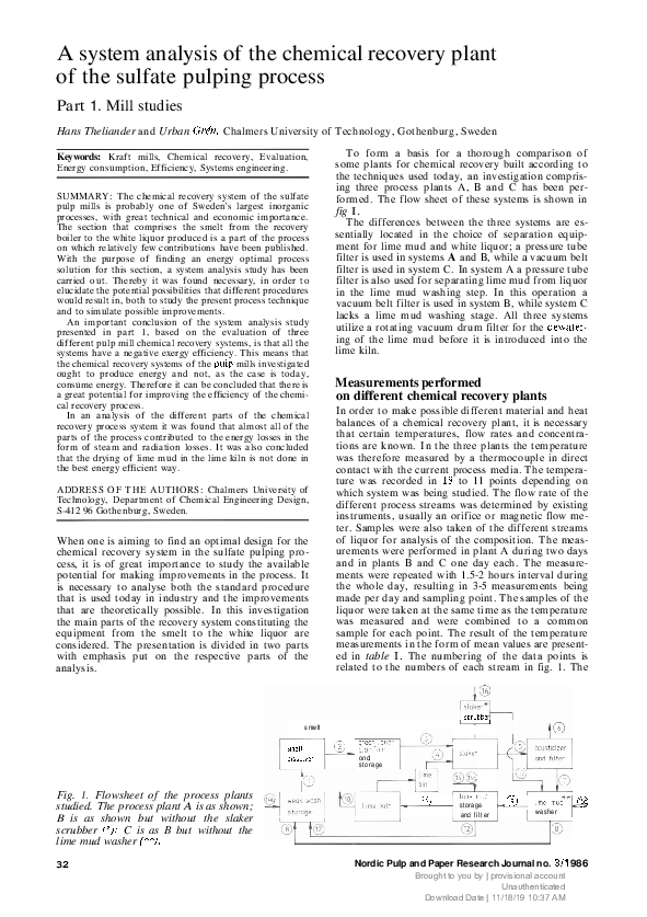 (PDF) A system analysis of the chemical recovery plant of the sulfate ...