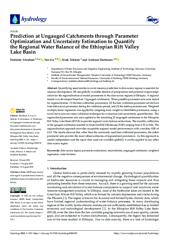 (PDF) Prediction at Ungauged Catchments through Parameter Optimization and Uncertainty ...