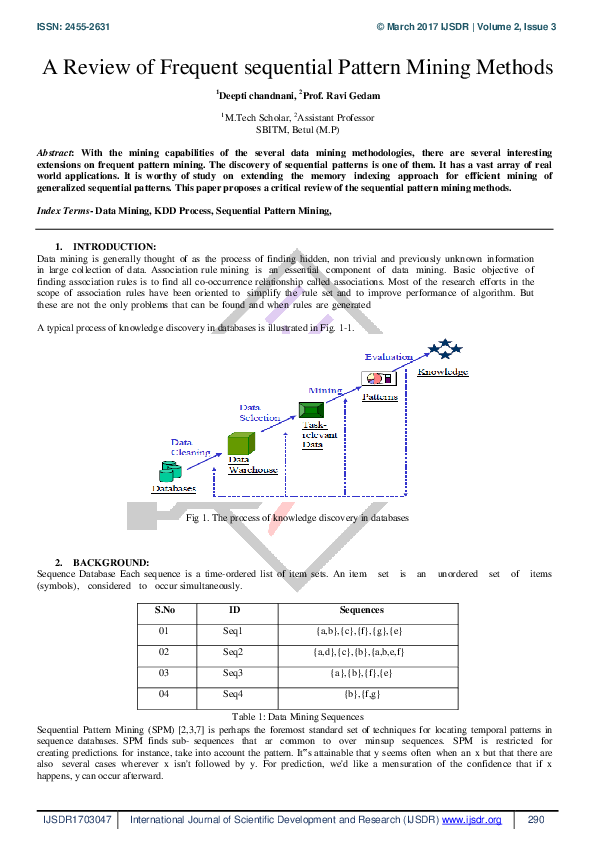 (PDF) A Review of Frequent sequential Pattern Mining Methods