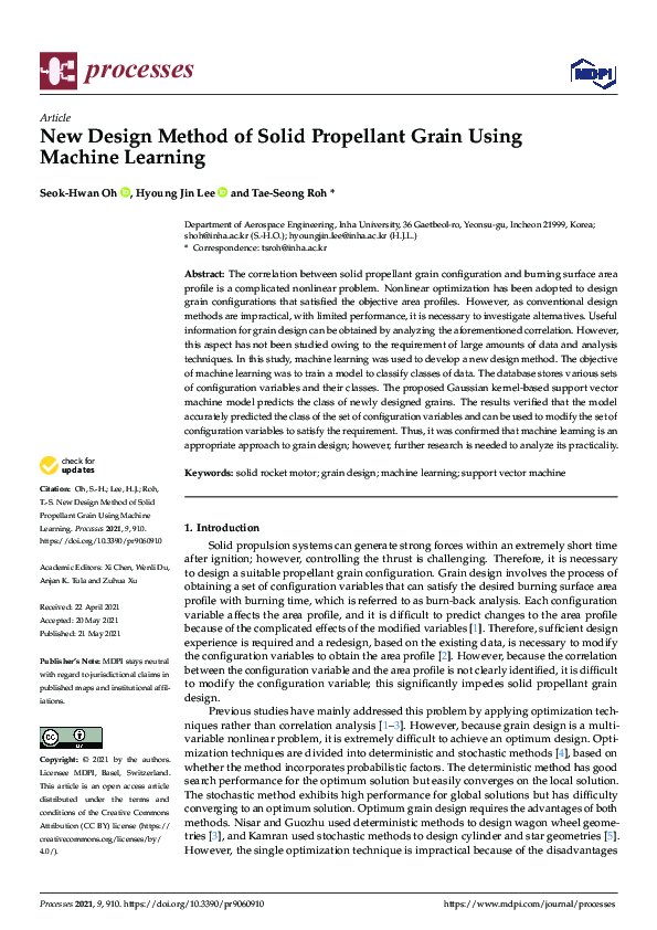 Pdf New Design Method Of Solid Propellant Grain Using Machine Learning
