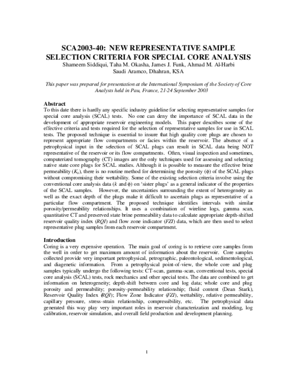 (PDF) SCA2003-40: New Representative Sample Selection Criteria for ...