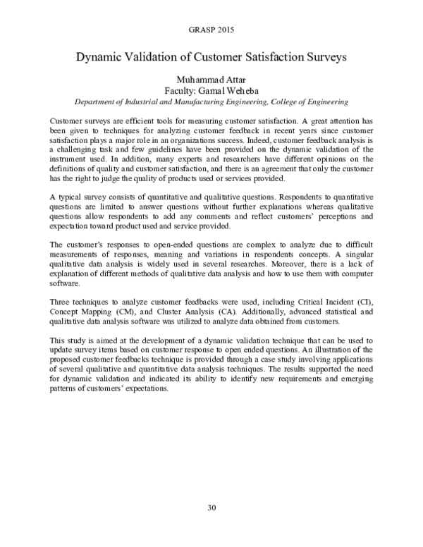 (PDF) Dynamic validation of customer satisfaction surveys
