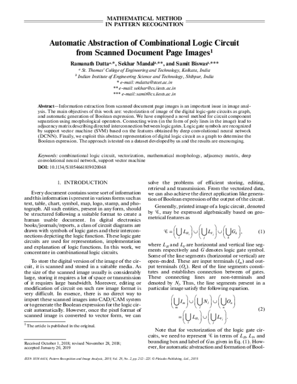 (PDF) Automatic Abstraction of Combinational Logic Circuit from Scanned Document Page Images