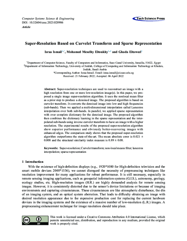 (PDF) Super-Resolution Based on Curvelet Transform and Sparse Representation