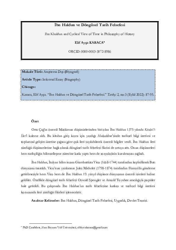 (PDF) İbn Haldun ve Döngüsel Tarih Felsefesi & Ibn Khaldun and Cyclical ...