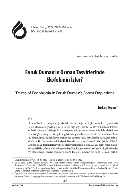 (PDF) Faruk Duman’ın Orman Tasvirlerinde Ekofobinin İzleri