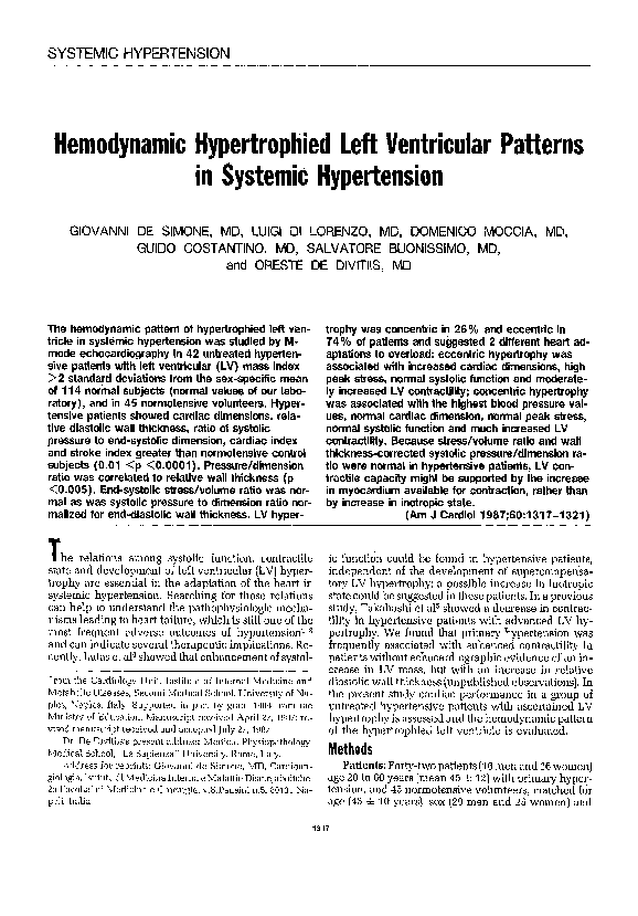 (PDF) Hemodynamic hypertrophied left ventricular patterns in systemic ...