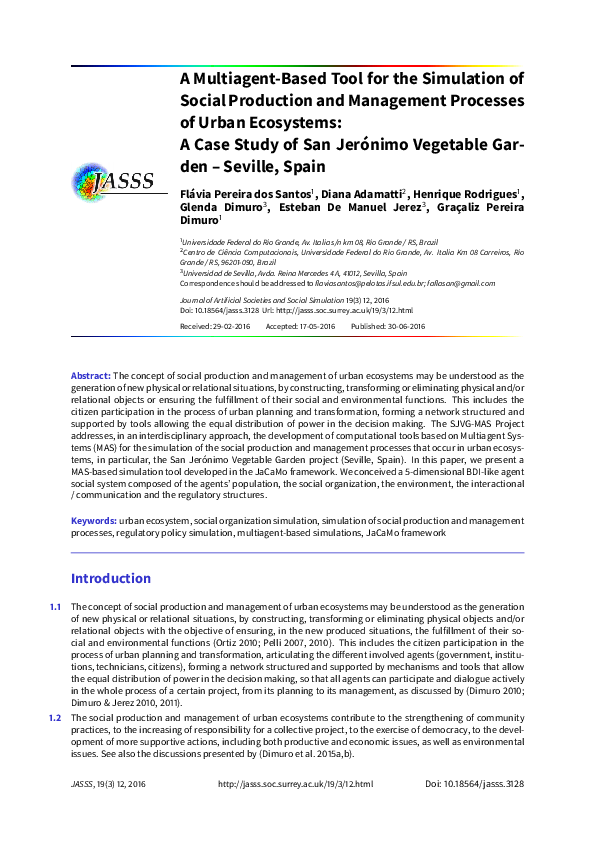 (PDF) A Multiagent-Based Tool for the Simulation of Social Production and Management of Urban ...