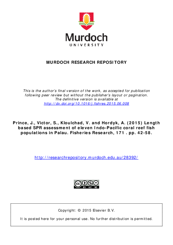 (PDF) Length based SPR assessment of eleven Indo-Pacific coral reef ...