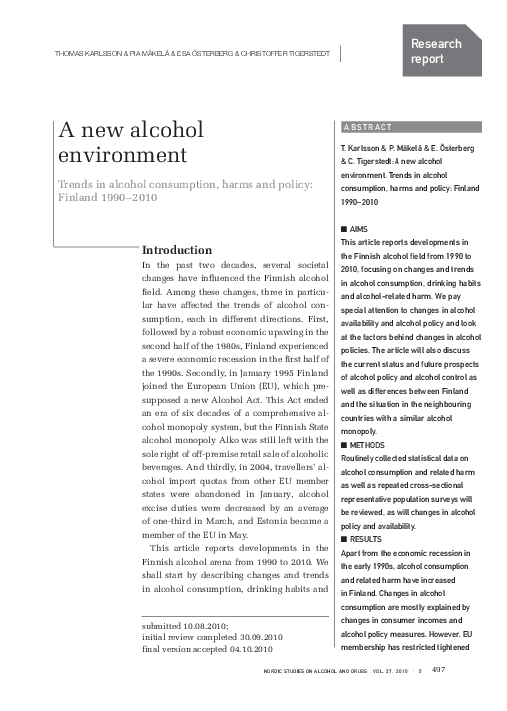 (PDF) A New Alcohol Environment