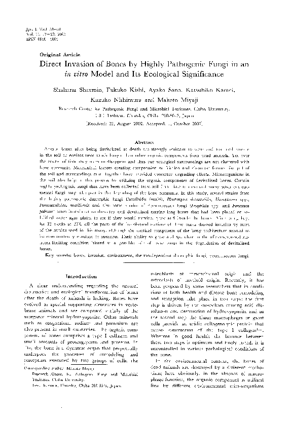 (PDF) Direct Invasion of Bones by Highly Pathogenic Fungi in an in ...