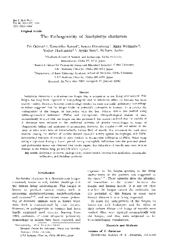 (PDF) The Pathogenicity of Stachybotrys chartarum