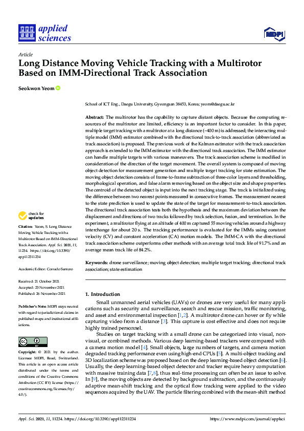 (PDF) Long Distance Moving Vehicle Tracking with a Multirotor Based on ...