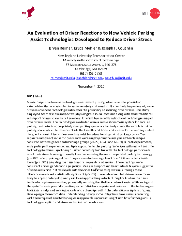 (PDF) An Evaluation of Driver Reactions to New Vehicle Parking Assist ...