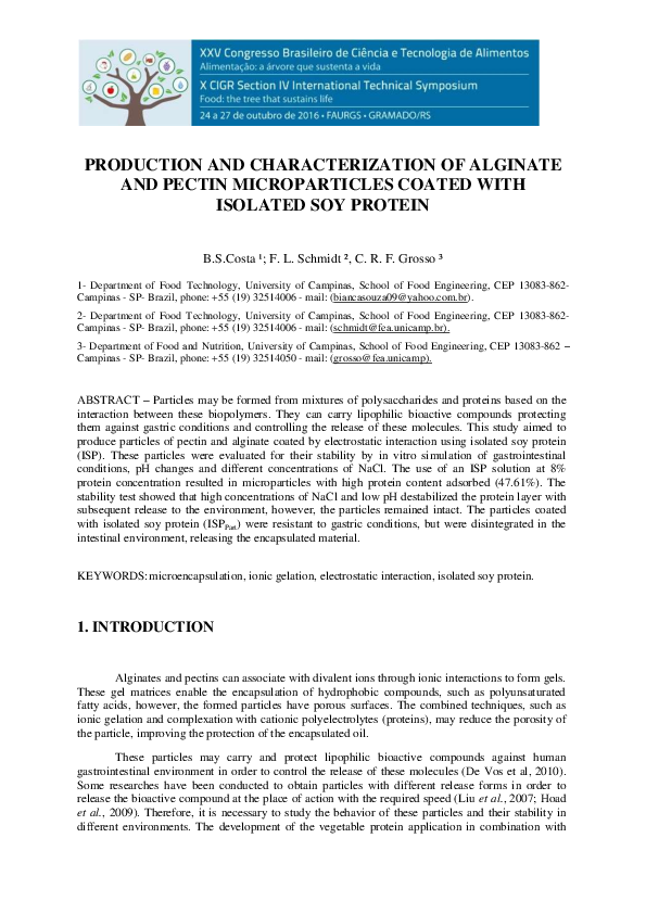 (PDF) Production and Characterization of Alginate and Pectin Microparticles Coated with Isolated ...