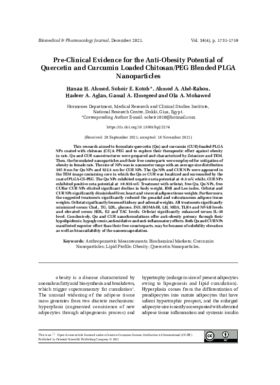 (PDF) Pre-Clinical Evidence for the Anti-Obesity Potential of Quercetin ...