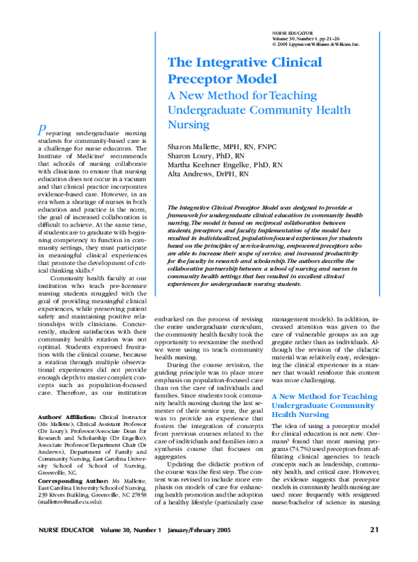 (PDF) The Integrative Clinical Preceptor Model
