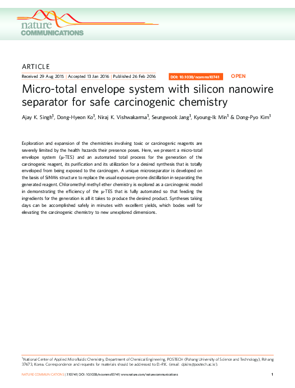 (PDF) Micro-total envelope system with silicon nanowire separator for ...