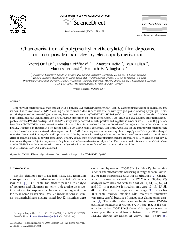 (PDF) Characterisation of poly(methyl methacrylate) film deposited on ...