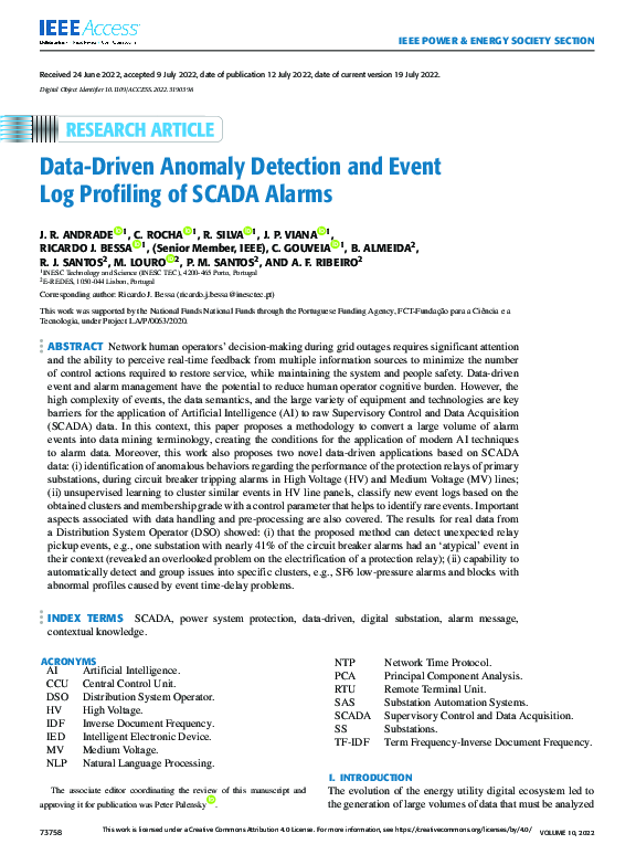 Pdf Data Driven Anomaly Detection And Event Log Profiling Of Scada Alarms