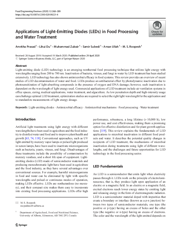 (PDF) Applications of Light-Emitting Diodes (LEDs) in Food Processing ...
