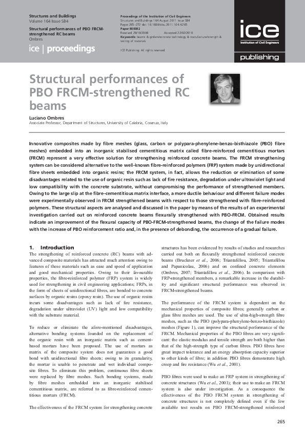 (PDF) Structural performances of PBO FRCM-strengthened RC beams