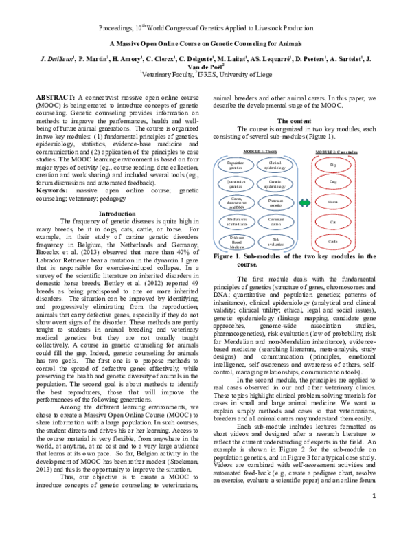 (PDF) A Massive Open Online Course on Genetic Counseling for Animals