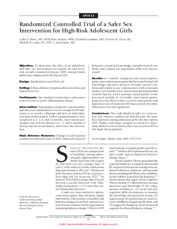 Pdf Randomized Controlled Trial Of A Safer Sex Intervention For High