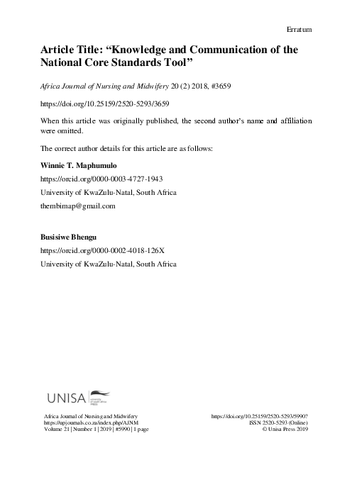 (PDF) Article Title: “Knowledge and Communication of the National Core ...