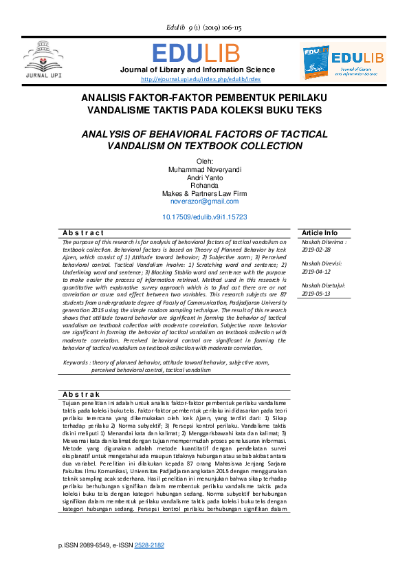 (PDF) Analisis Faktor-Faktor yang Berpengaruh terhadap Sikap dan Perilaku Membeli Buku Bajakan ...